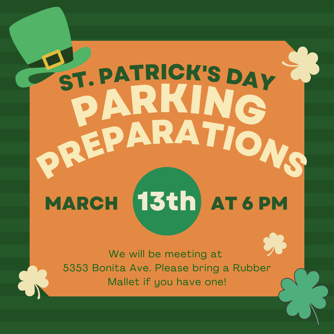 St. Patty's Parade Sign Placement - 3/13 @ 6pm